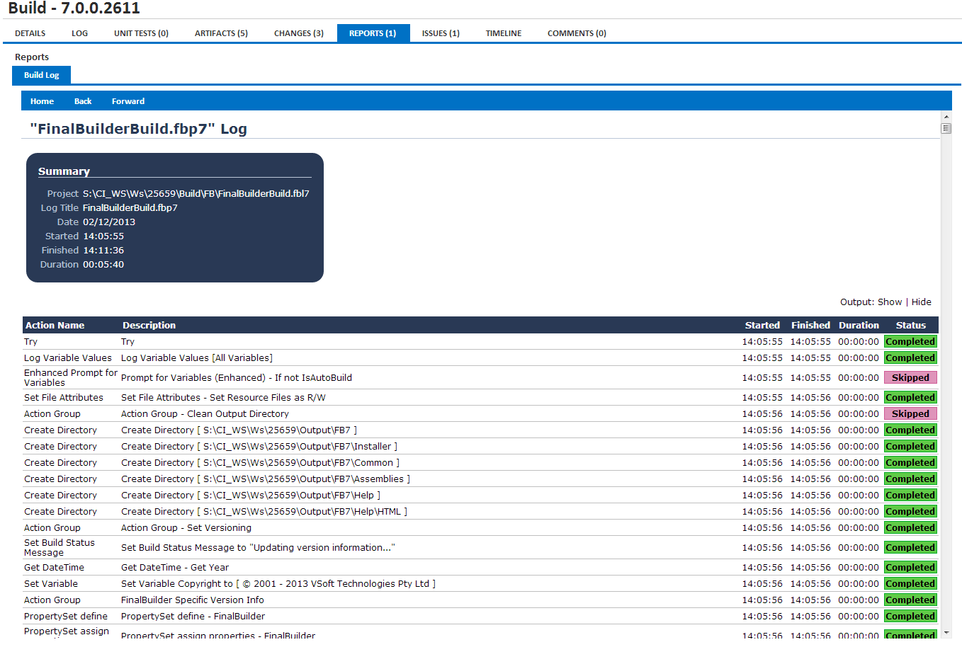 Adding custom reports to Continua CI Build Results